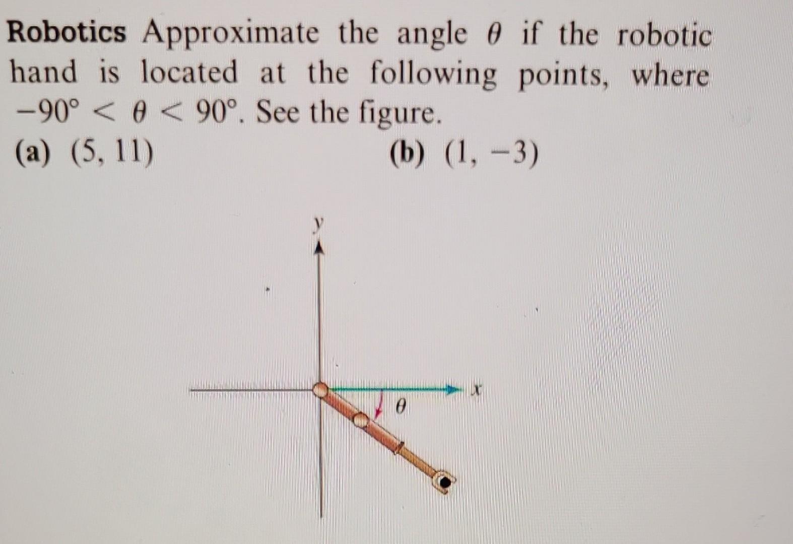 Solved Robotics Approximate the angle θ if the robotic hand | Chegg.com