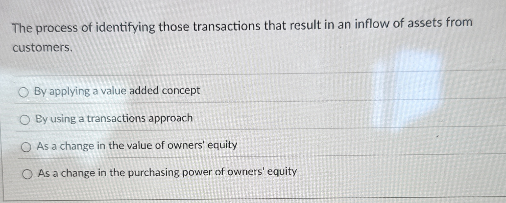 Solved The process of identifying those transactions that | Chegg.com