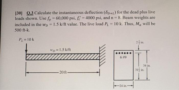 Solved [30] 0.3 Calculate the instantaneous deflection | Chegg.com