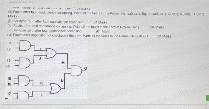 (ii) Faults after fault equivalence collapsing. Write | Chegg.com