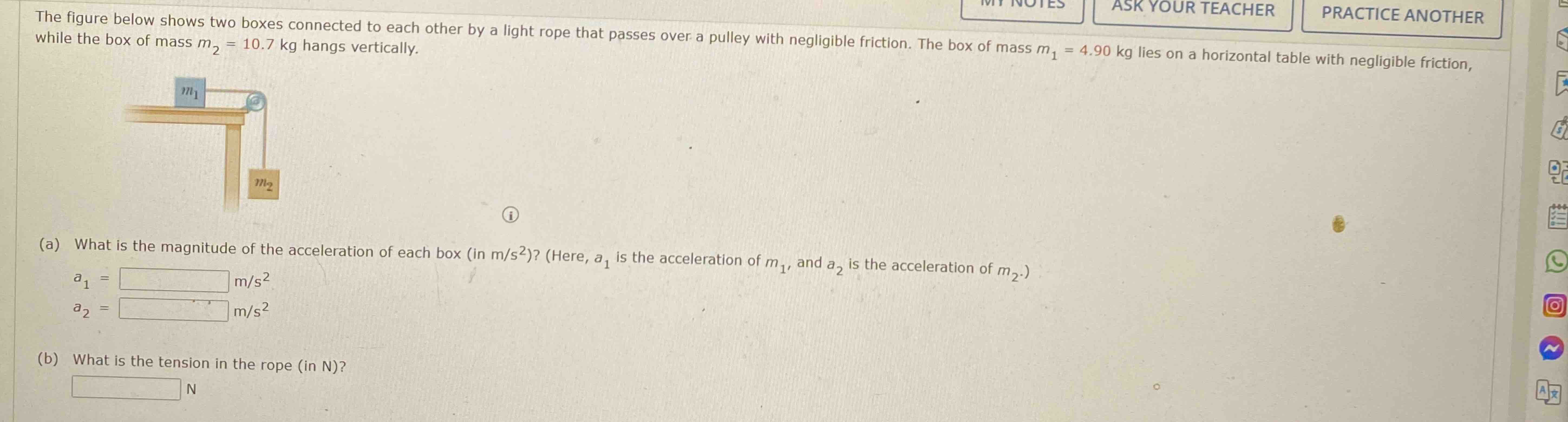 Solved The figure below shows two boxes connected to each | Chegg.com