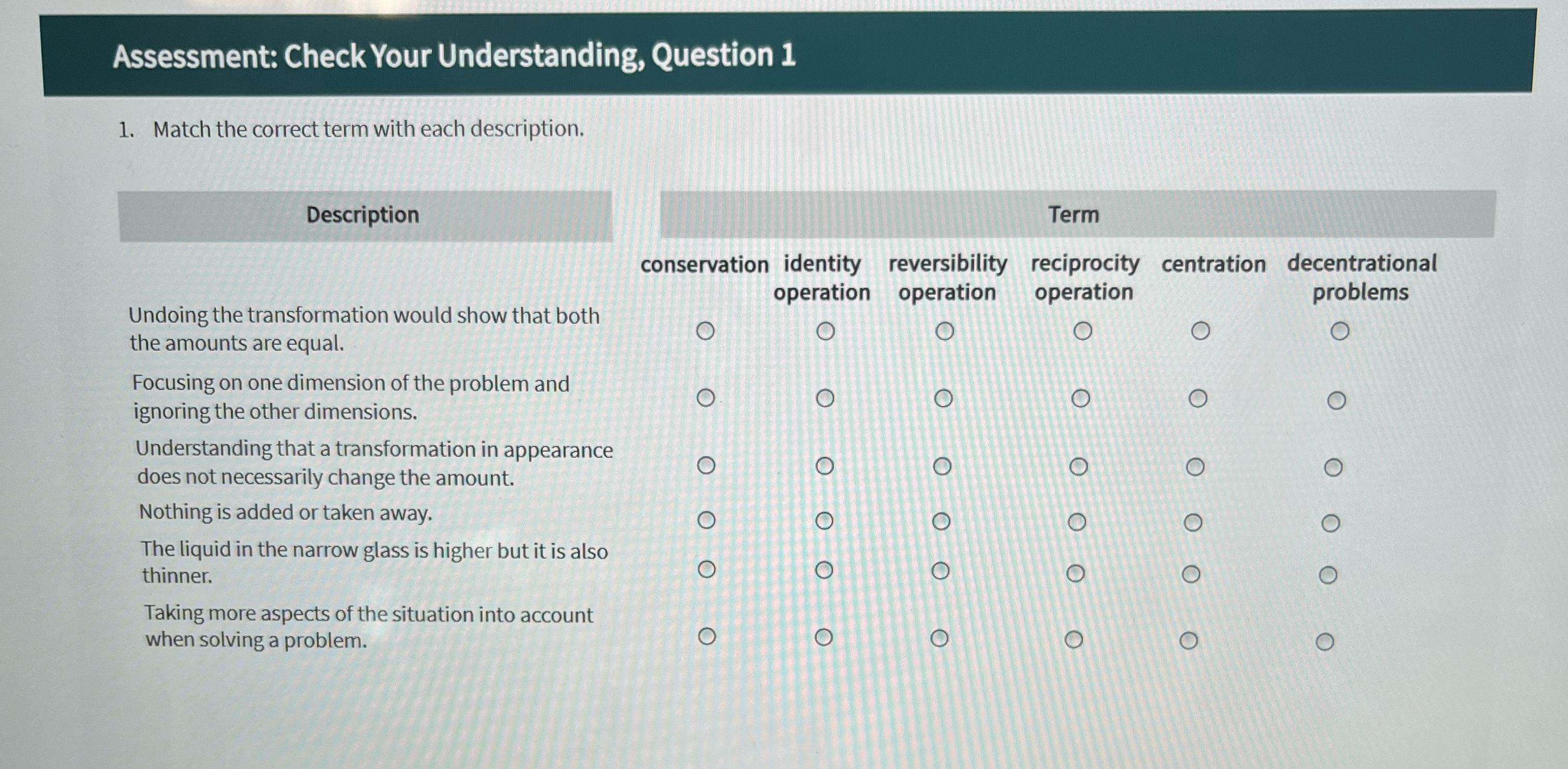 Solved Assessment: Check Your Understanding, Question 1Match | Chegg.com