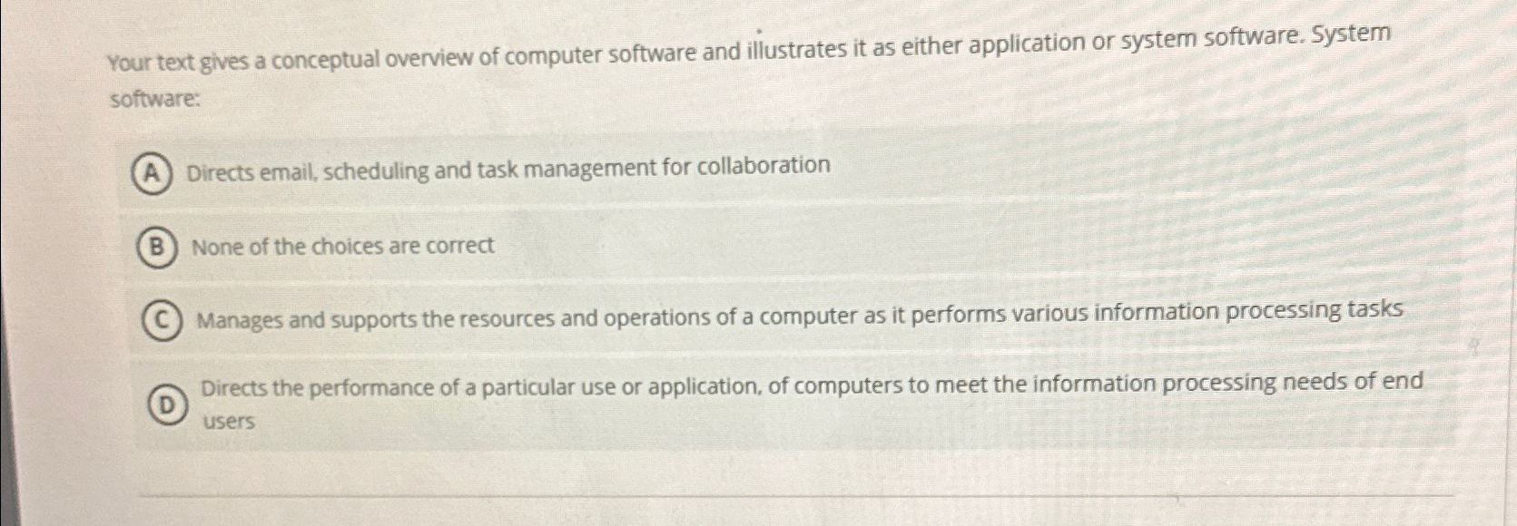 Solved Your text gives a conceptual overview of computer | Chegg.com