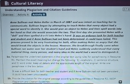 Solved Ih Cultural LiteracyUnderstanding Plagiarism and | Chegg.com