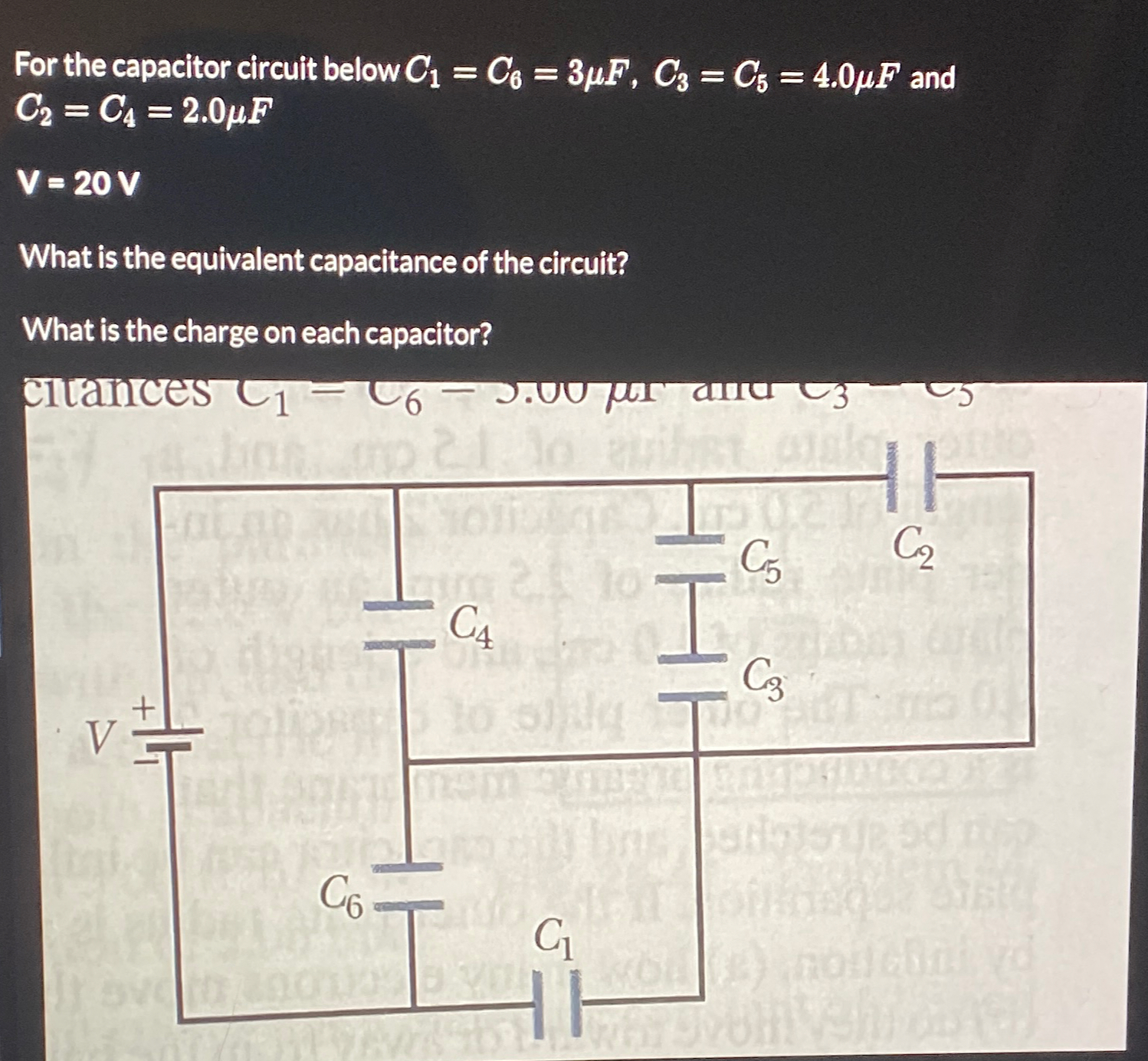 Solved For the capacitor circuit below C1=C6=3μF,C3=C5=4.0μF | Chegg.com