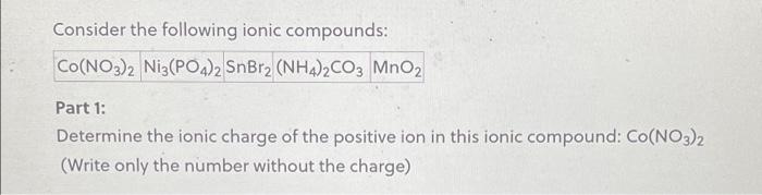 Solved Consider the following ionic compounds: Co(NO3)2 | Chegg.com