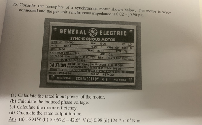 Solved 24. A three-phase, wye-connected, two-pole | Chegg.com