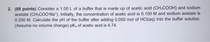 Solved consider a 1.00L of a buffer that is made up of | Chegg.com