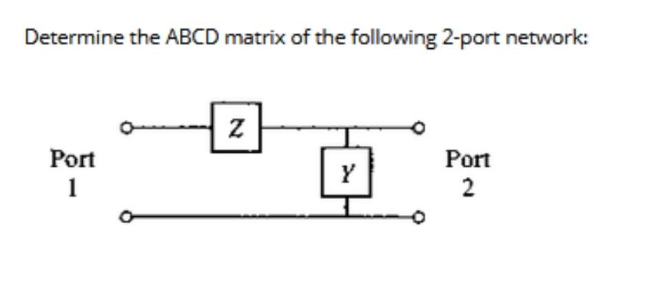 Solved Determine the ABCD matrix of the following 2-port | Chegg.com