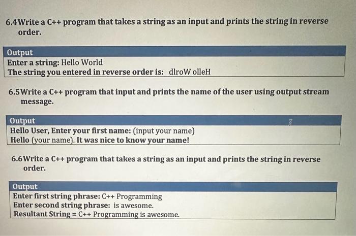 Solved 6.4 Write a C++ program that takes a string as an | Chegg.com