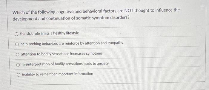 Solved A cognitive variable that appears to be important for | Chegg.com