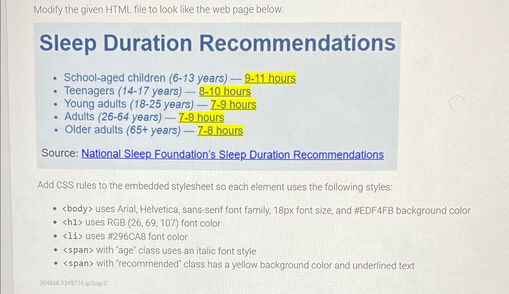 Solved Modify the given HTML file to look like the web page | Chegg.com