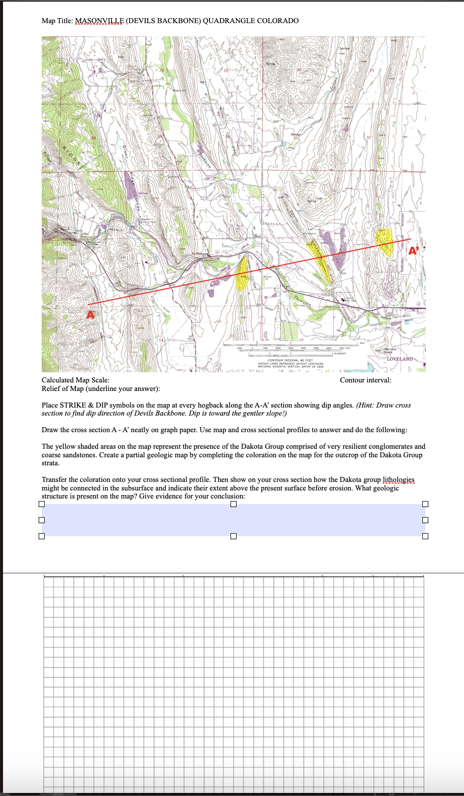 Solved Map Title: MASONVILLE (DEVILS BACKBONE) ﻿QUADRANGLE | Chegg.com