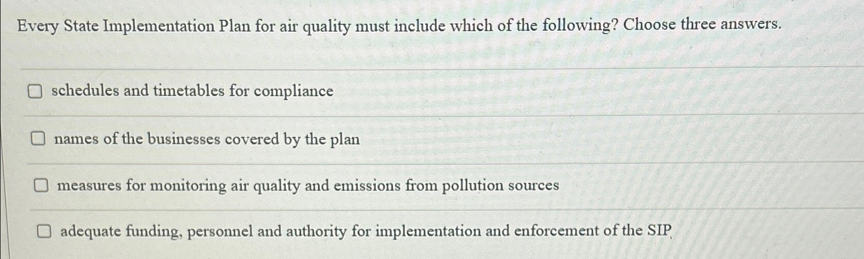 Solved Every State Implementation Plan for air quality must | Chegg.com