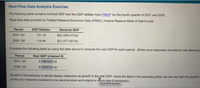 Solved Real-Time Data Analysis Exercise The following table | Chegg.com