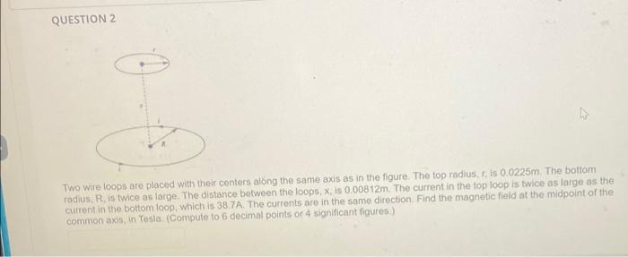 Solved QUESTION 2 Two wire loops are placed with their | Chegg.com