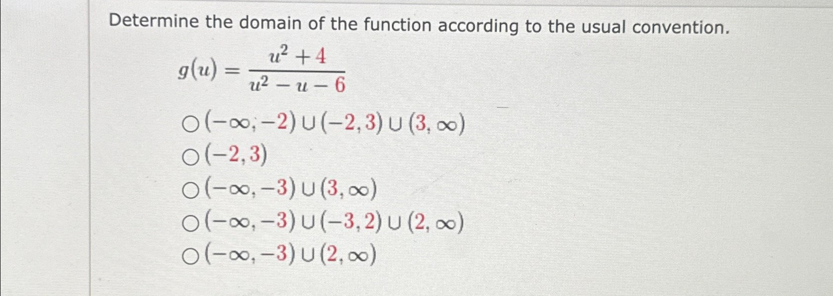 Solved Determine the domain of the function according to the | Chegg.com