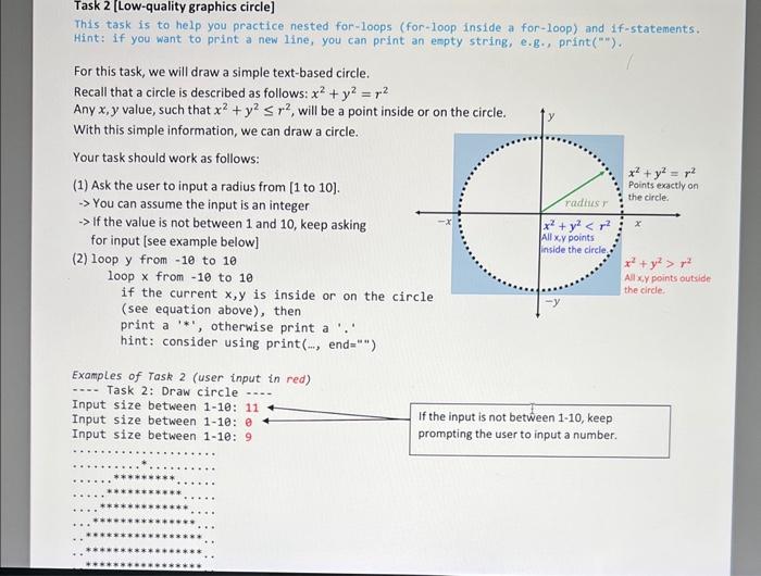 Solved Task 2 [Low-quality graphics circle] This task is to | Chegg.com