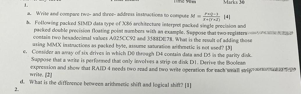 Solved a. Write and compare two- and three- address | Chegg.com