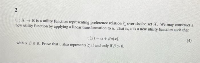 Solved u:X→R is a utility function representing preference | Chegg.com