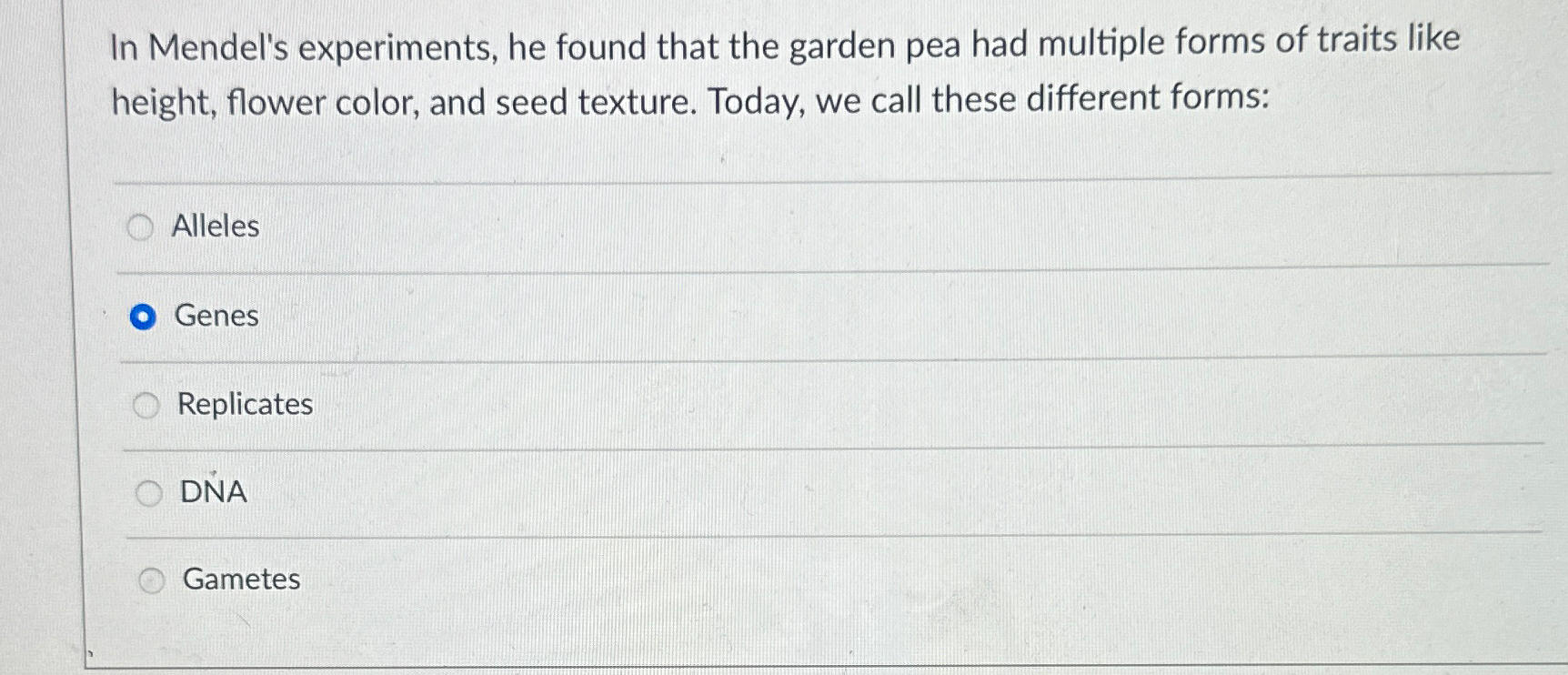 Solved In Mendel's experiments, he found that the garden pea | Chegg.com