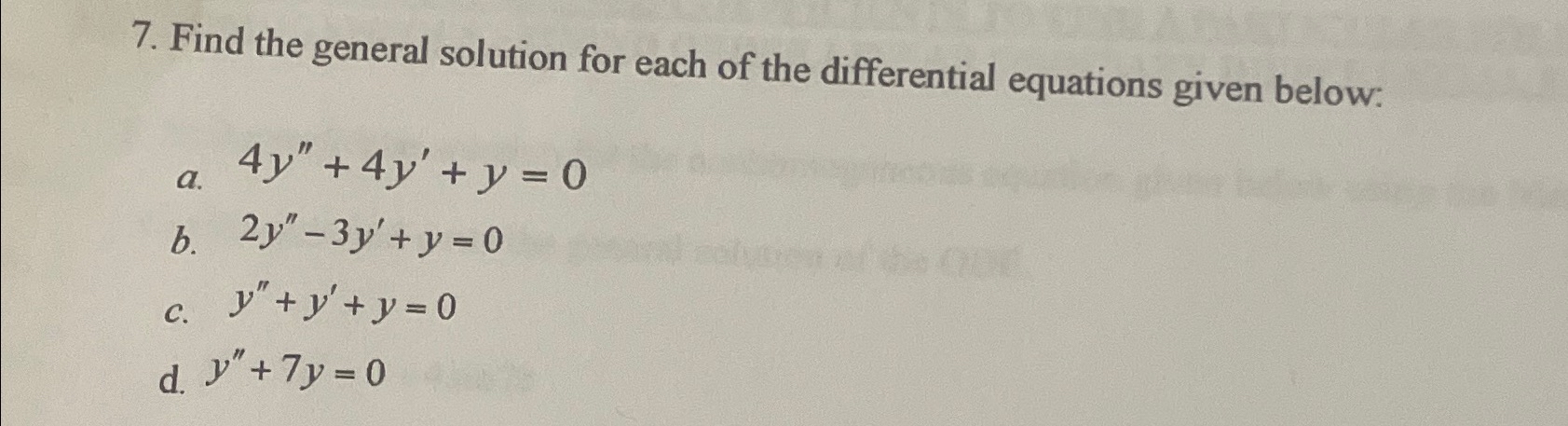 Find the general solution for each of the | Chegg.com