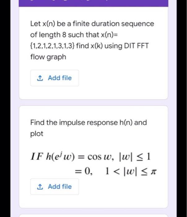 Solved Let x(n) be a finite duration sequence of length 8 | Chegg.com