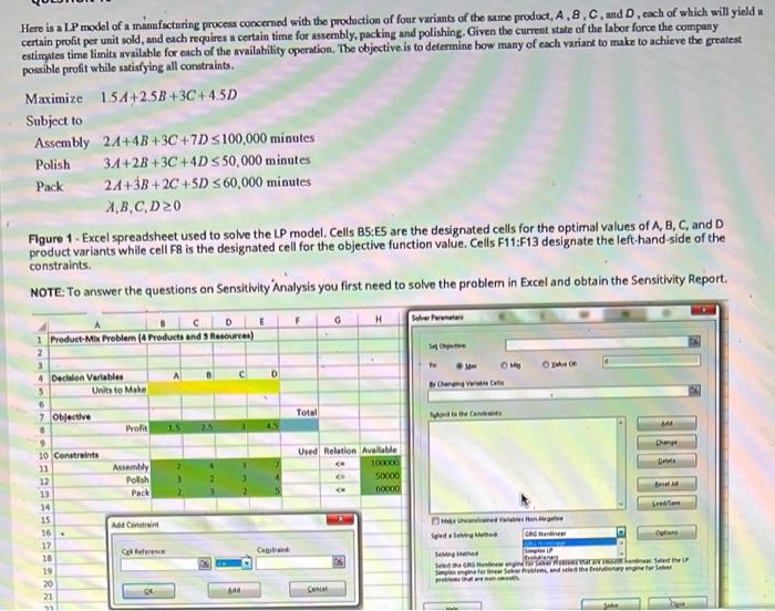 Solved Here is a LP model of a manufacturing process | Chegg.com