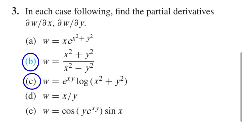 Solved In each case following, find the partial derivatives | Chegg.com