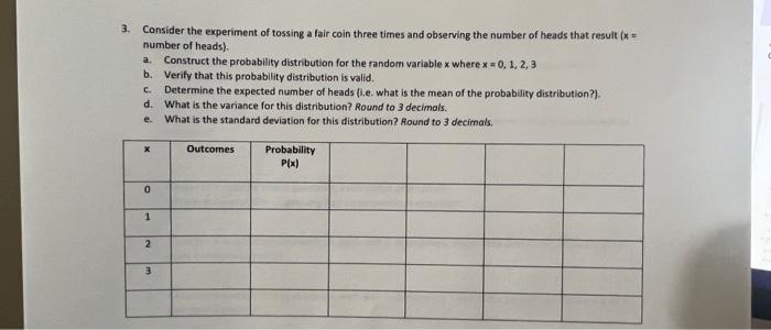 Solved 3. Consider the experiment of tossing a fair coin | Chegg.com
