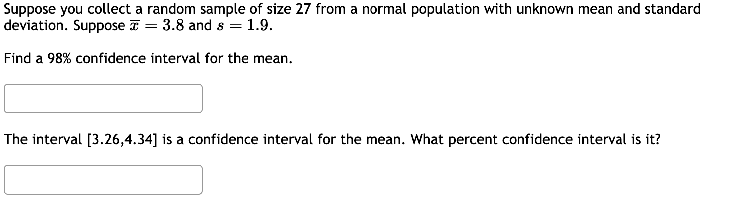 Solved Suppose you collect a random sample of size 27 ﻿from | Chegg.com