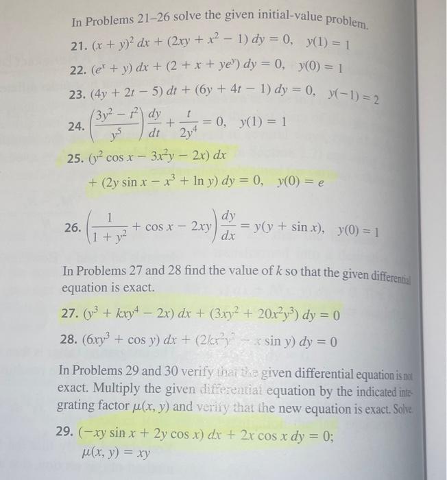 Solved In Problems 21-26 solve the given initial-value | Chegg.com