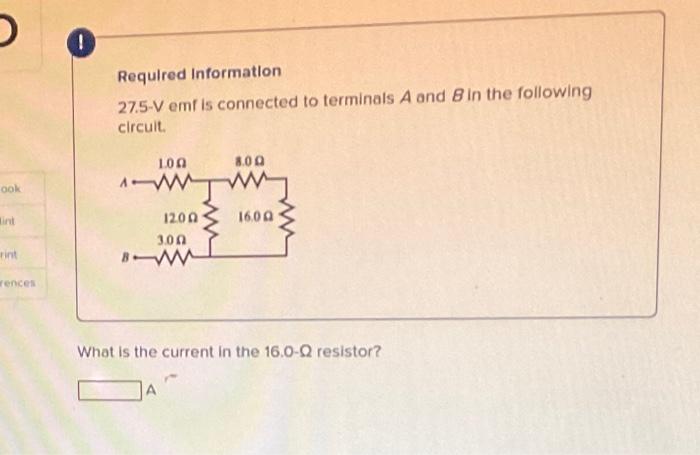 Solved Required Information 27.5- V emf is connected to | Chegg.com
