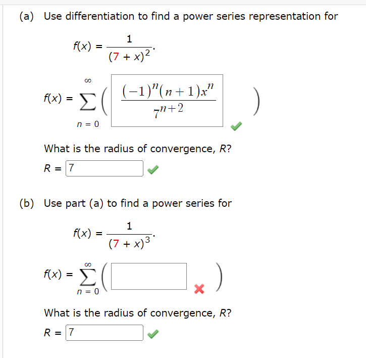 Solved (a) ﻿Use differentiation to find a power series | Chegg.com
