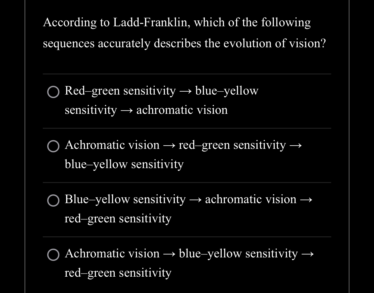 Solved According to Ladd-Franklin, which of the following | Chegg.com