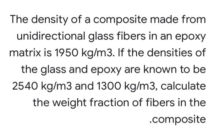 Solved The density of a composite made from unidirectional | Chegg.com