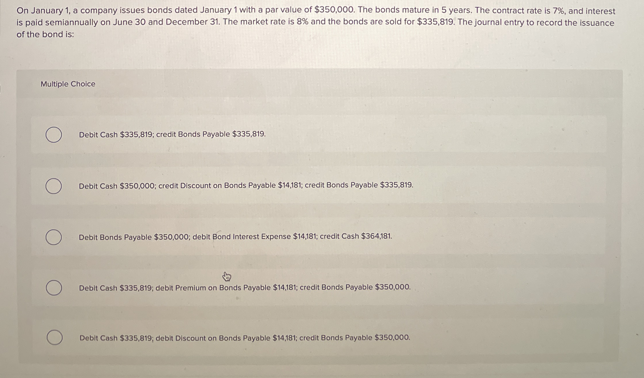 Solved On January 1, ﻿a company issues bonds dated January 1 | Chegg.com
