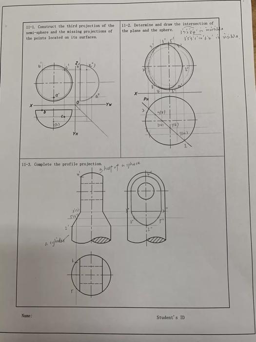 Solved 11-1. Construct the third projection of the | Chegg.com