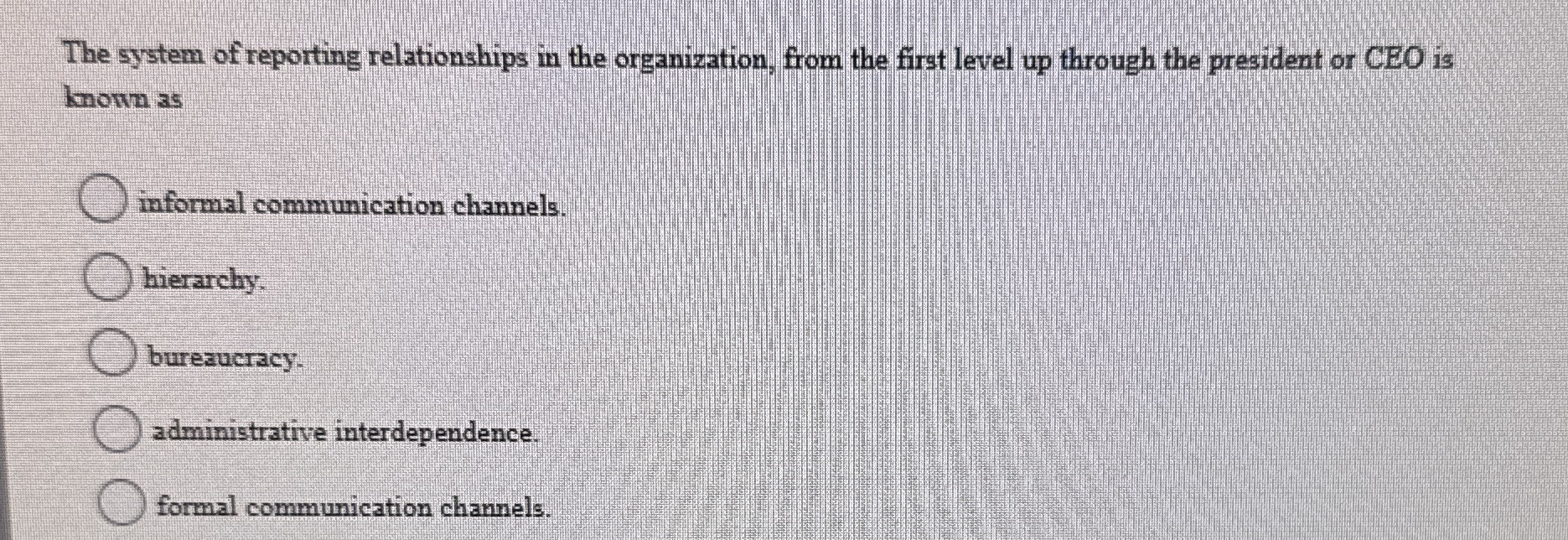 Solved The system of reporting relationships in the | Chegg.com