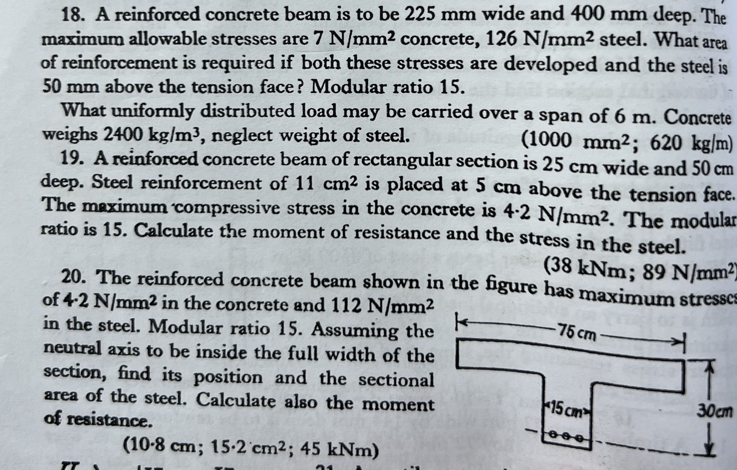 Solved A reinforced concrete beam is to be 225mm ﻿wide and | Chegg.com