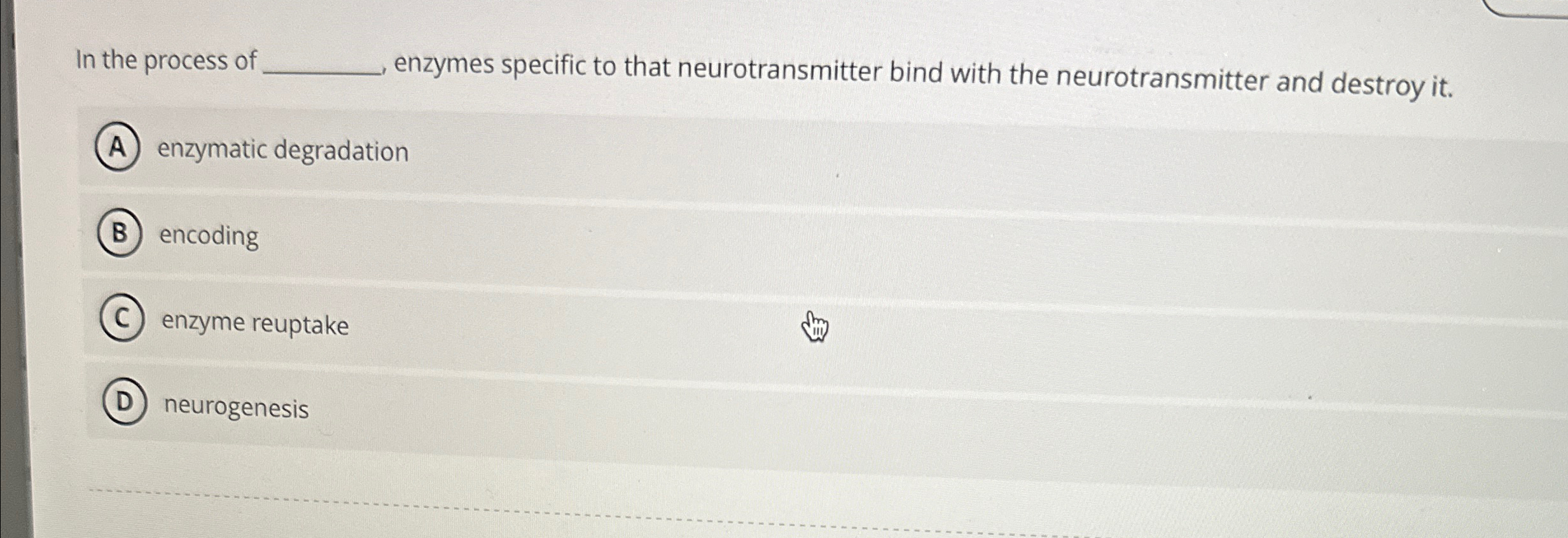 Solved In the process of ﻿enzymes specific to that | Chegg.com