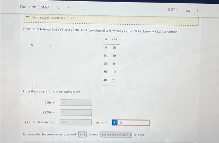 Solved Question 3 of 84 Your answer is partially correct. | Chegg.com