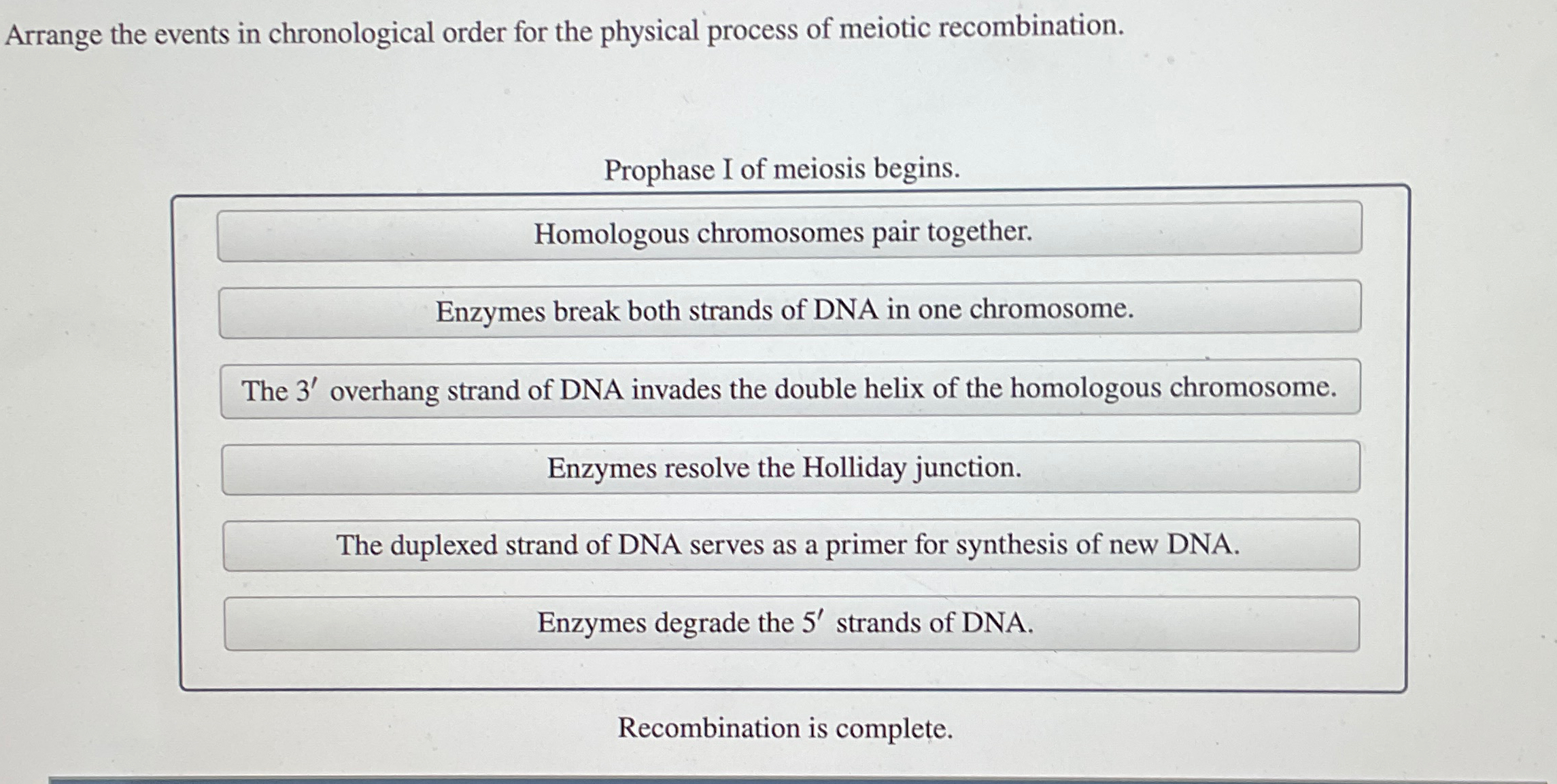 Solved Arrange the events in chronological order for the | Chegg.com