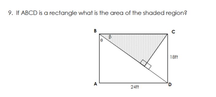 Solved If ABCD is a rectangle what is the area of the shaded | Chegg.com