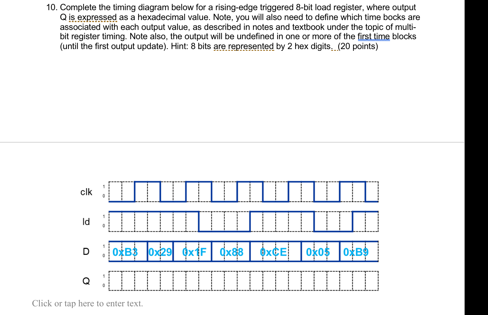 Solved Complete the timing diagram below for a rising-edge | Chegg.com