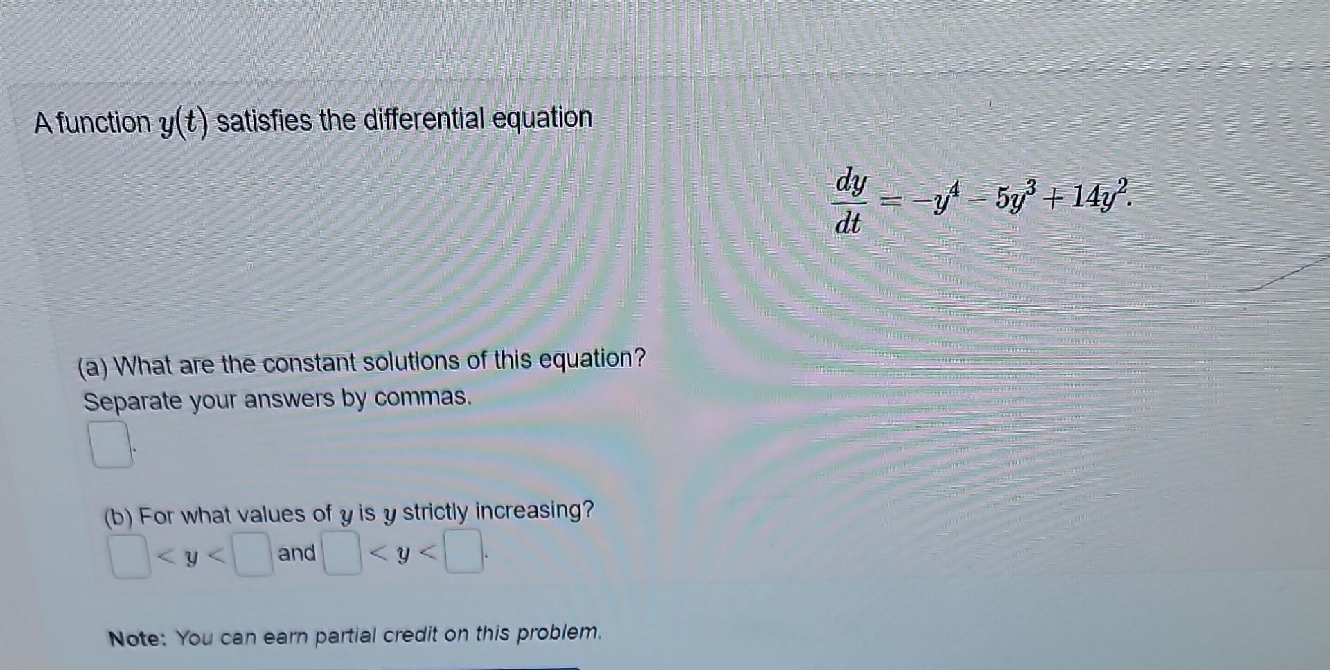 Solved A function y(t) satisfies the differential equation | Chegg.com