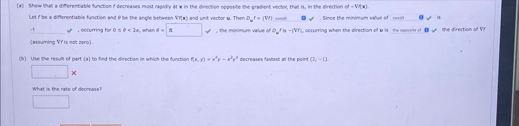 Solved (a) ﻿Show that a differentiable function f ﻿decreases | Chegg.com