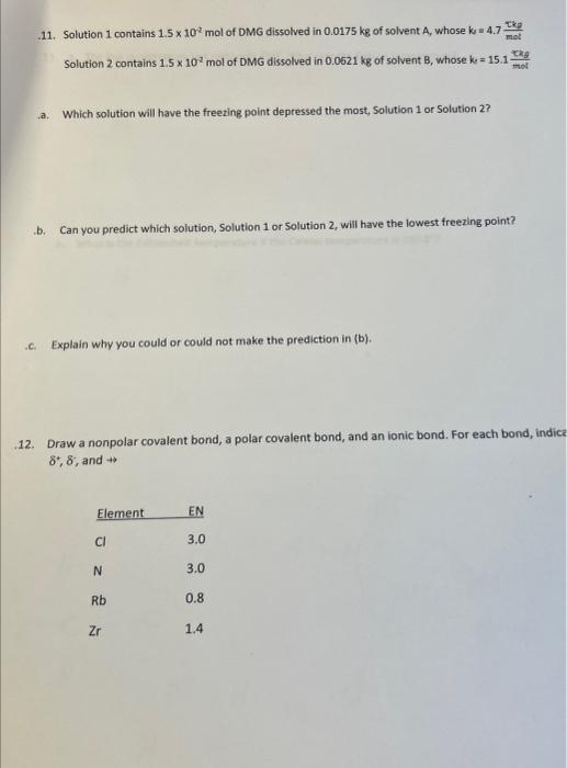 Solved 11. Solution 1 contains 1.5×102 mol of DMG dissolved | Chegg.com