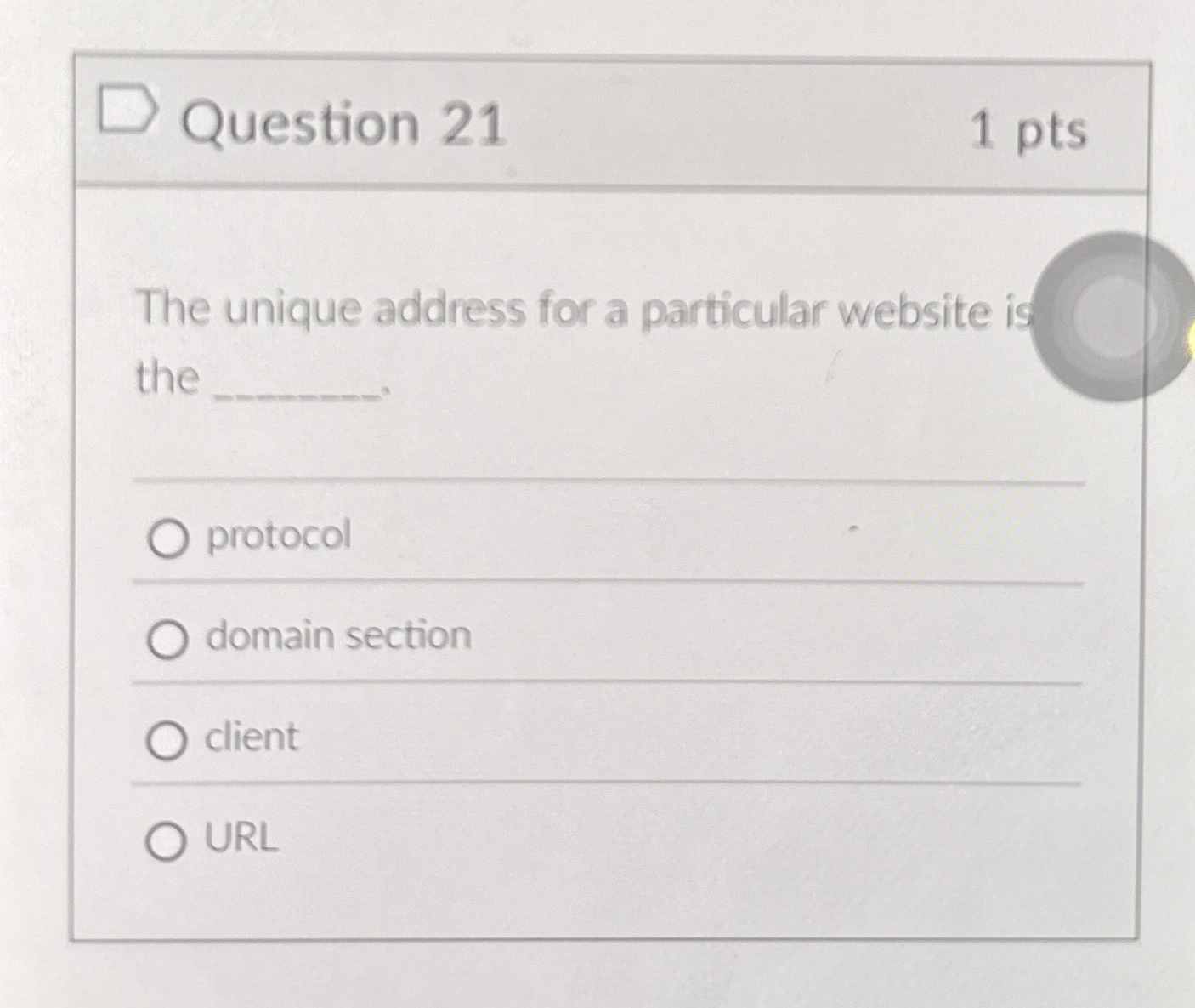 Solved Question 211 ﻿ptsThe unique address for a particular | Chegg.com