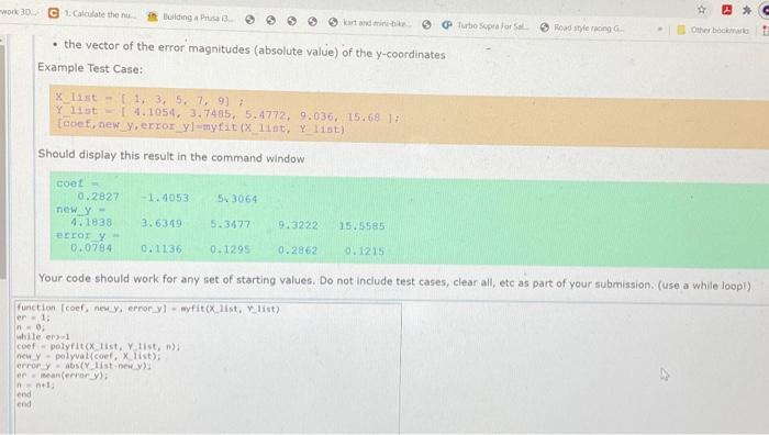 Solved Aldus datos) 2. Write a MATLAB function myfit that | Chegg.com